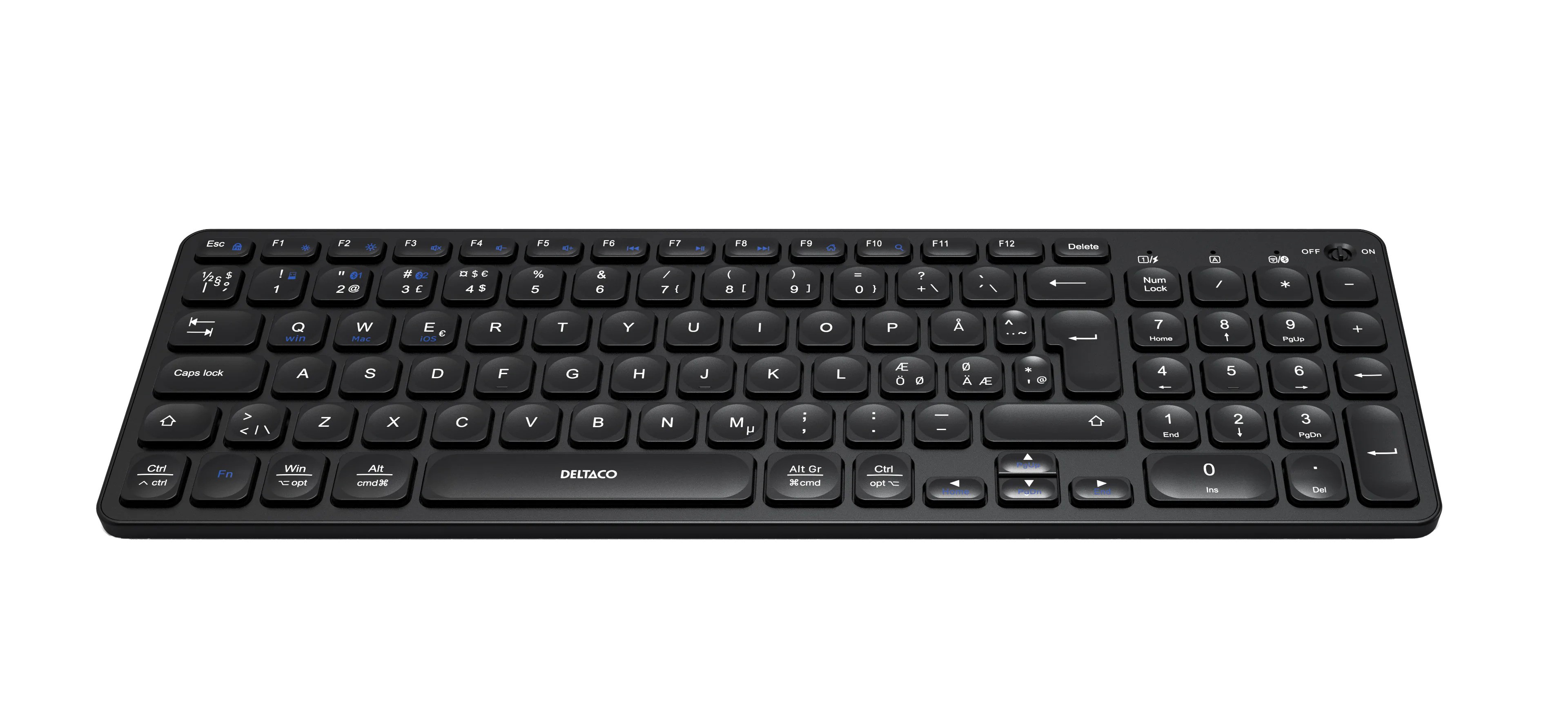 Deltaco TB-902 trådlöst tangentbord med laddningsbart batteri (Blue...