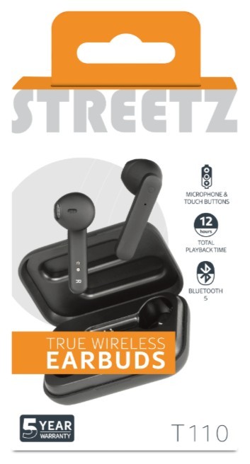 Streetz True Wireless Headset Semi-In-ear, svart - TWS-104 | Billig...